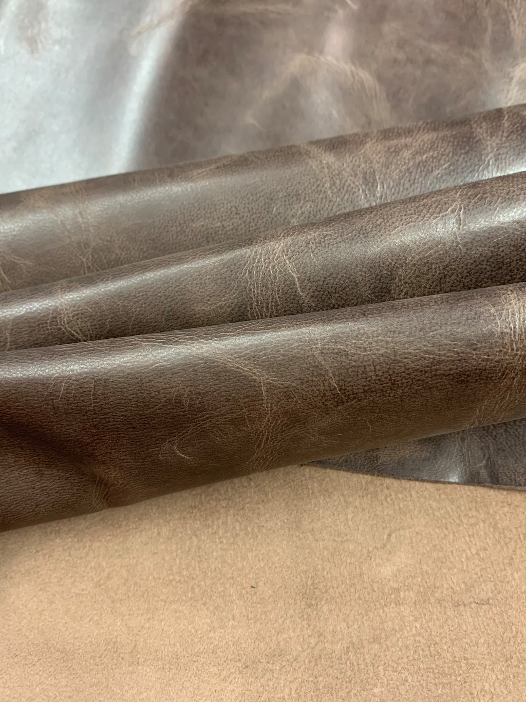 Brown Real Goat Leather Rustic Distressed 0.8-1mm 2-2.5 Oz Natural ...