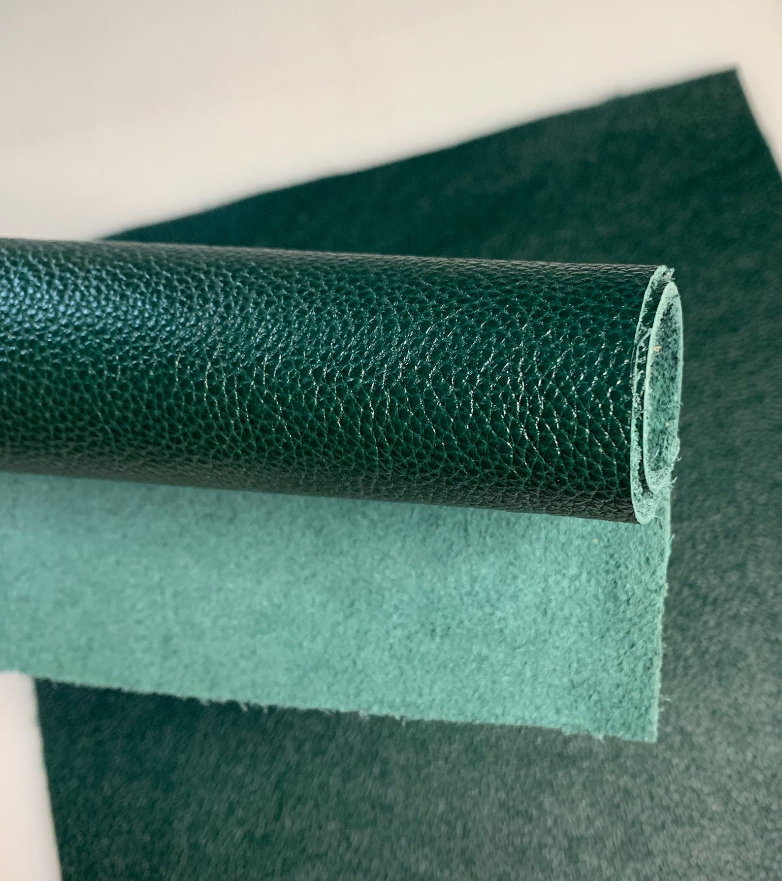 Green Leather Emerald Pebbled Milled Textured Cow 1.5mm | 3-4 Oz| Real ...
