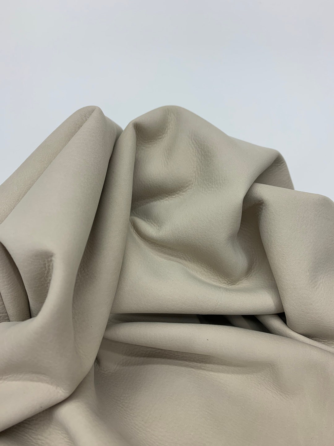 Thin Beige Leather Milled Nubuck | 0.6 Mm | Soft, Elastic | Calf Hides ...