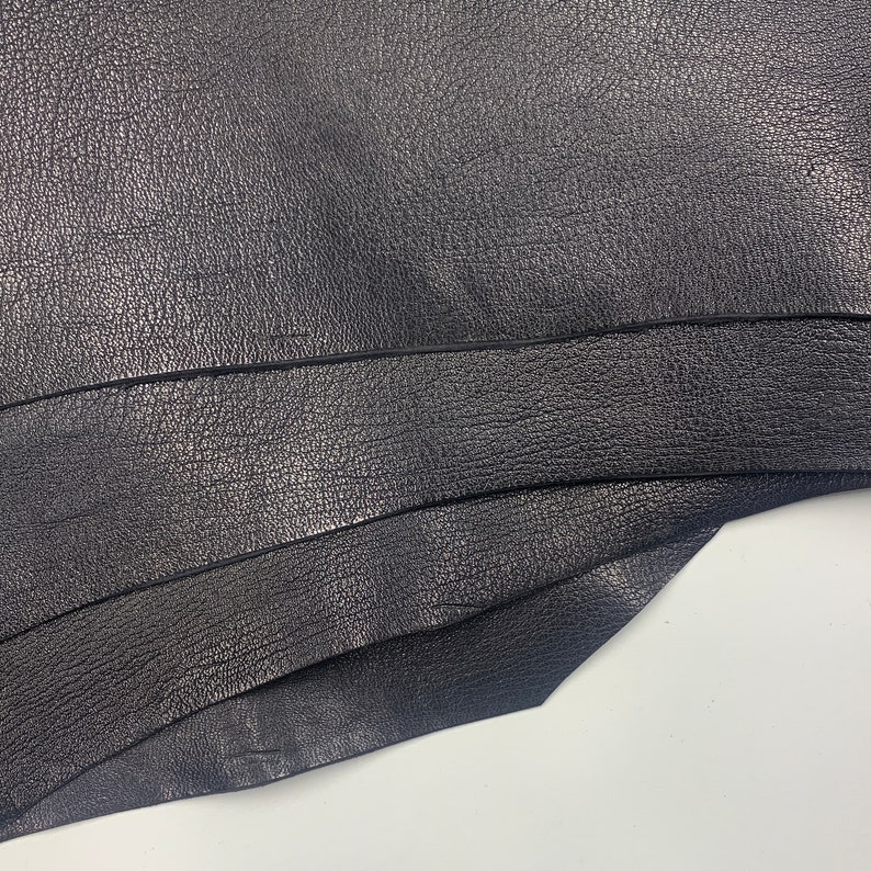 Black Leather Textured Goat Hide | 1.5 Mm 3-4oz | Soft, Shiny, Glossy ...