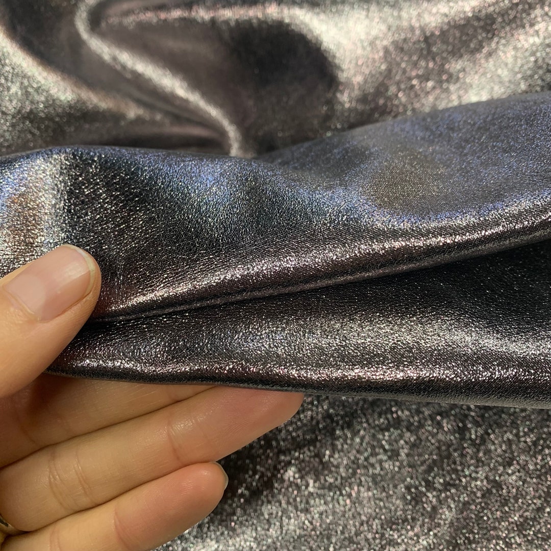 Metallic Silver Laminated Natural Leather | Cow Leather | Thickness 1.2 ...