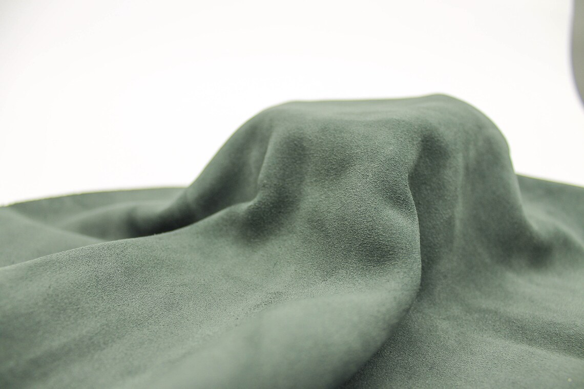 Suede Dark Green Sage Natural Leather 1.2/1.4 Mm 3-4 Oz Pre | Etsy