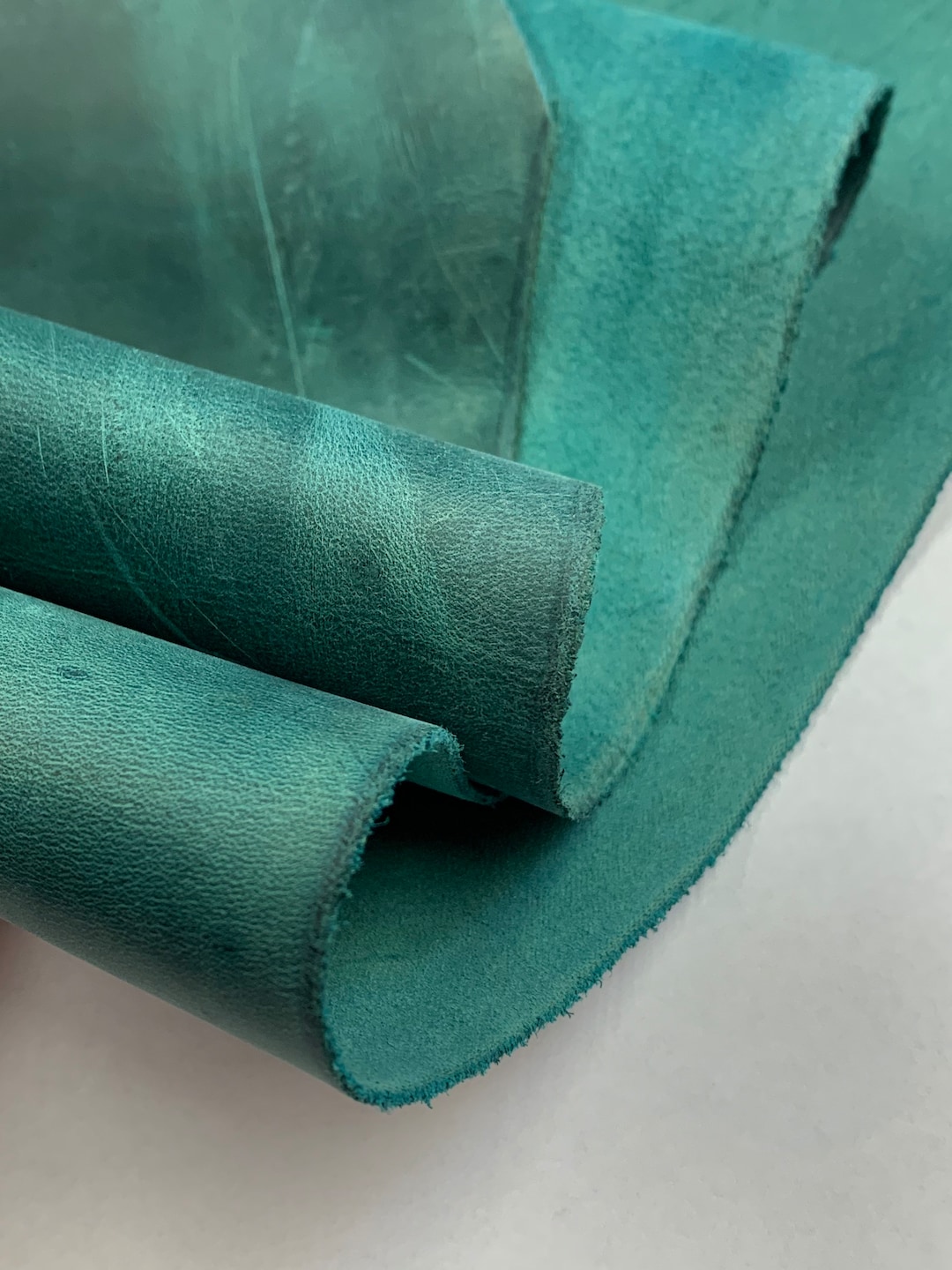 Turquoise Pull up Real Leather 1.6 Mm 4 Oz Crazy Horse Waxy Oily ...