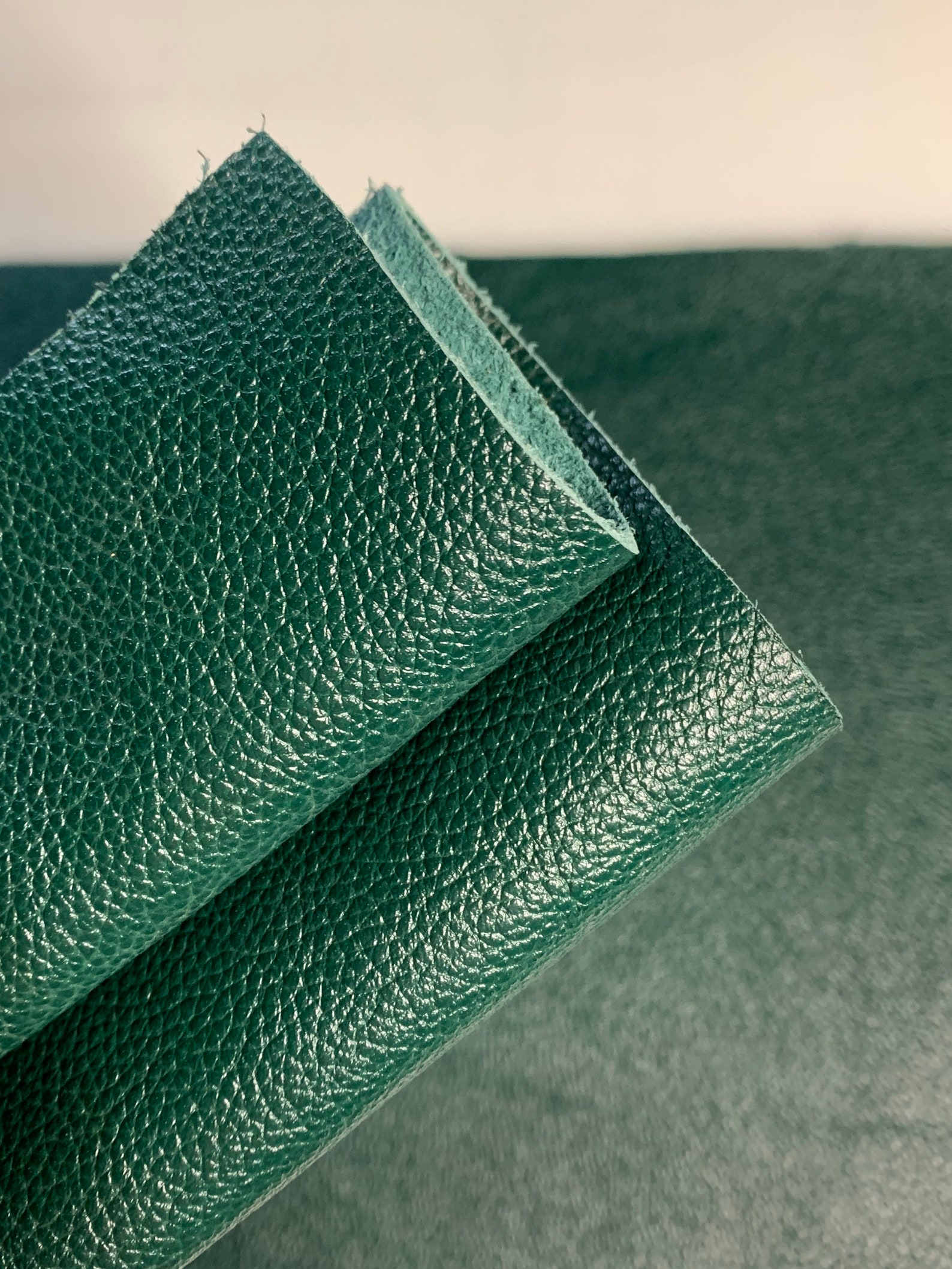 Green Leather Emerald Pebbled Milled Textured Cow 1.5mm | 3-4 Oz| Real ...