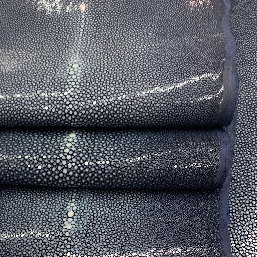 Stingray Skin Hide Fish Skin Natural Leather, Blue Navy Polished ...