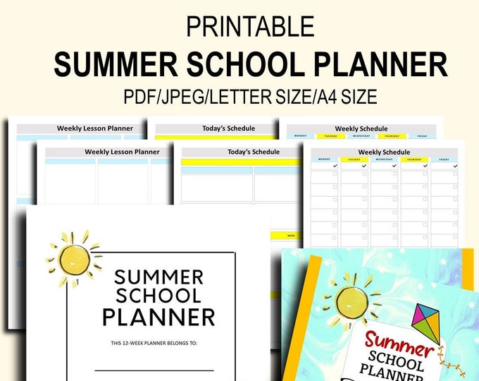 Summer School Planner Printable Undated Calendar Weekly - Etsy
