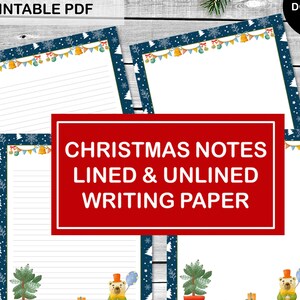 CHRISTMAS Printable Stationery | Bundle of 12 Lined and Unlined Writing ...