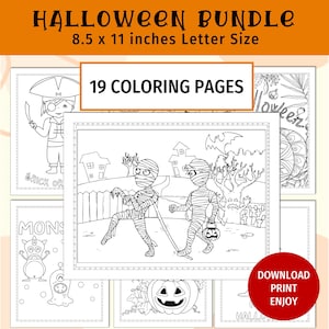 Halloween Coloring Bundle for Kids Ages 8-12, Digital Instant Download ...