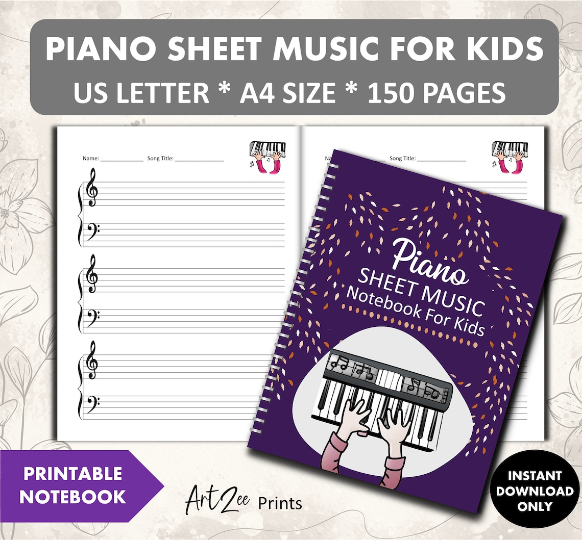 Kids Blank Sheet Music Printable Piano Staff Paper Kids - Etsy
