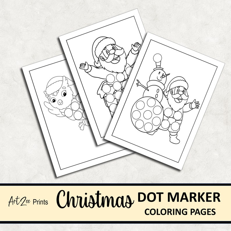 Cute Christmas Dot Marker Coloring Printable Pages for - Etsy