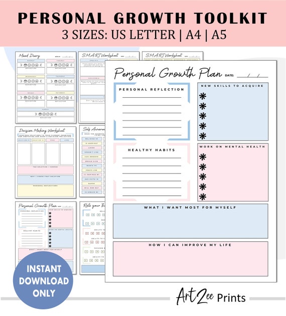 Personal Growth Planner Printables Self-care Kit With SMART - Etsy