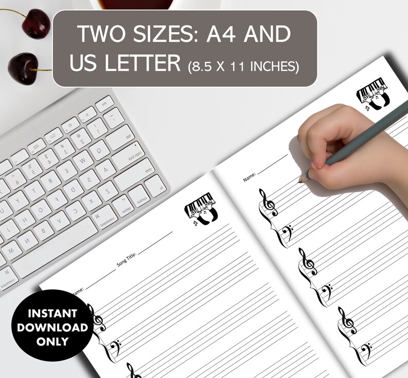 Kids Blank Sheet Music Printable Piano Staff Paper Kids - Etsy