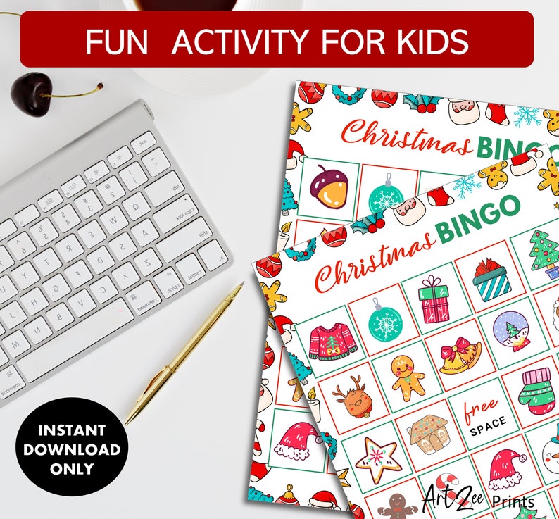 Printable Christmas Bingo Cards for Kids | 20 Cute Holiday Game Cards ...