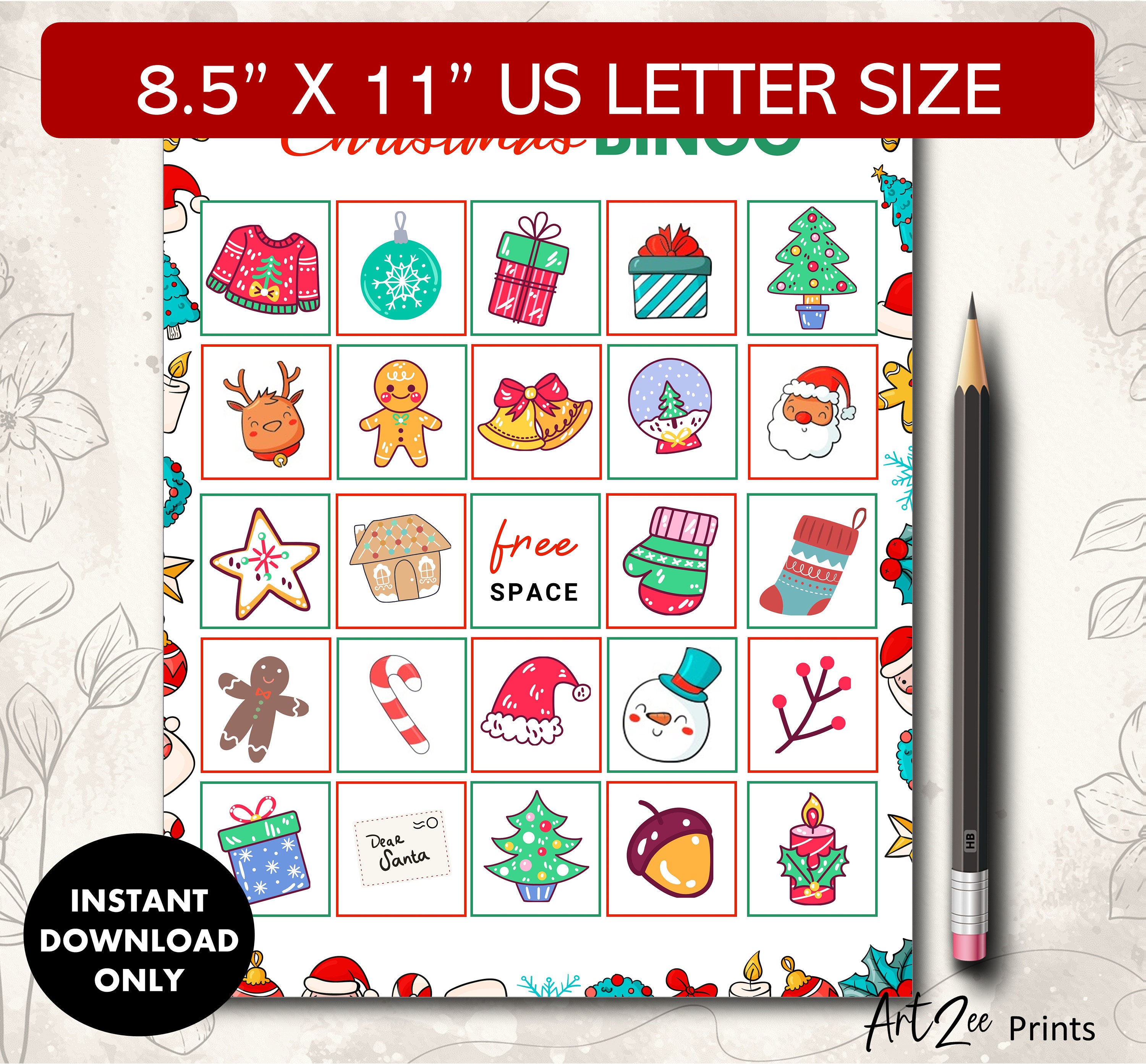 Printable Christmas Bingo Cards for Kids | 20 Cute Holiday Game Cards ...