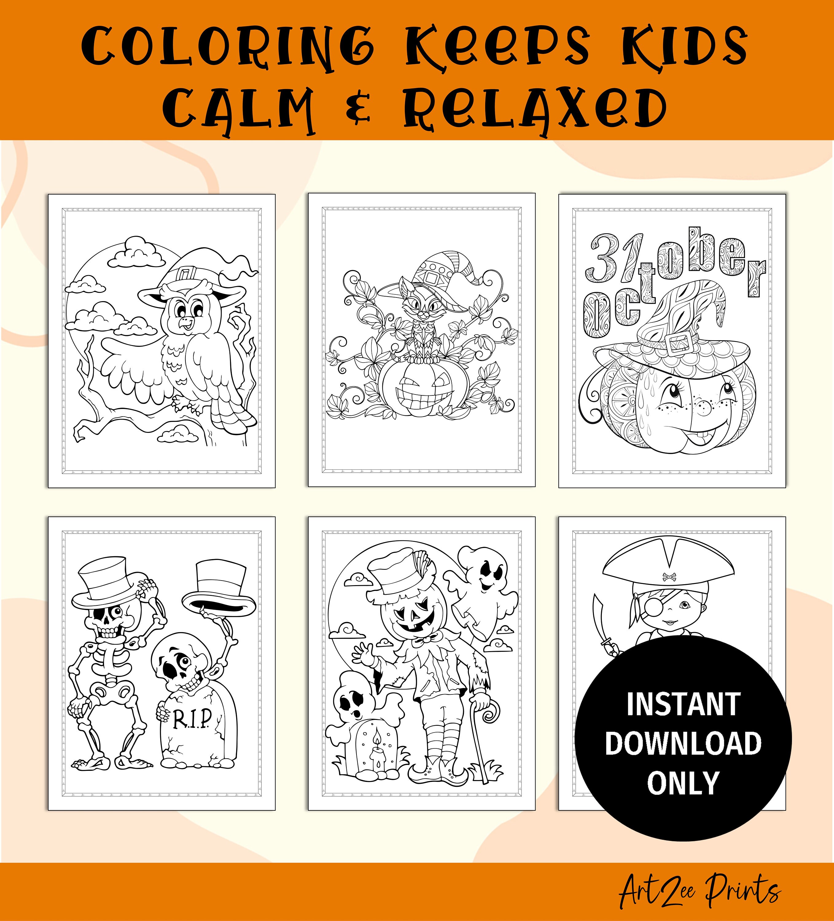 Halloween Coloring Bundle for Kids Ages 8-12 Digital Instant - Etsy
