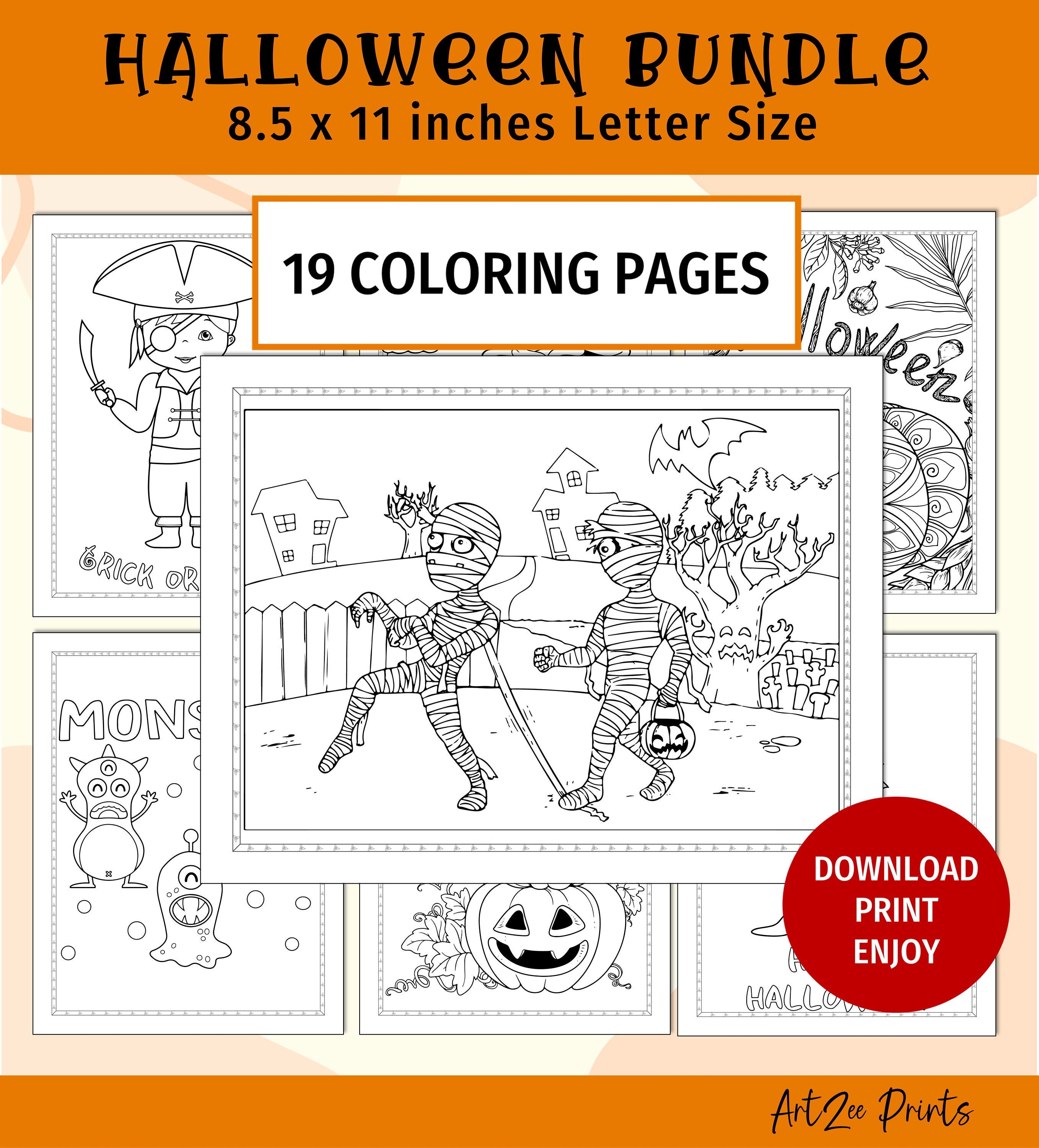 Halloween Coloring Bundle for Kids Ages 8-12 Digital Instant - Etsy