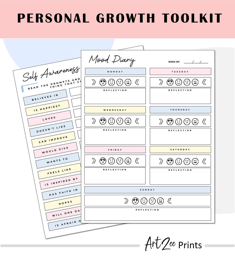Personal Growth Planner Toolkit: Self-care Worksheets (digital Download ...