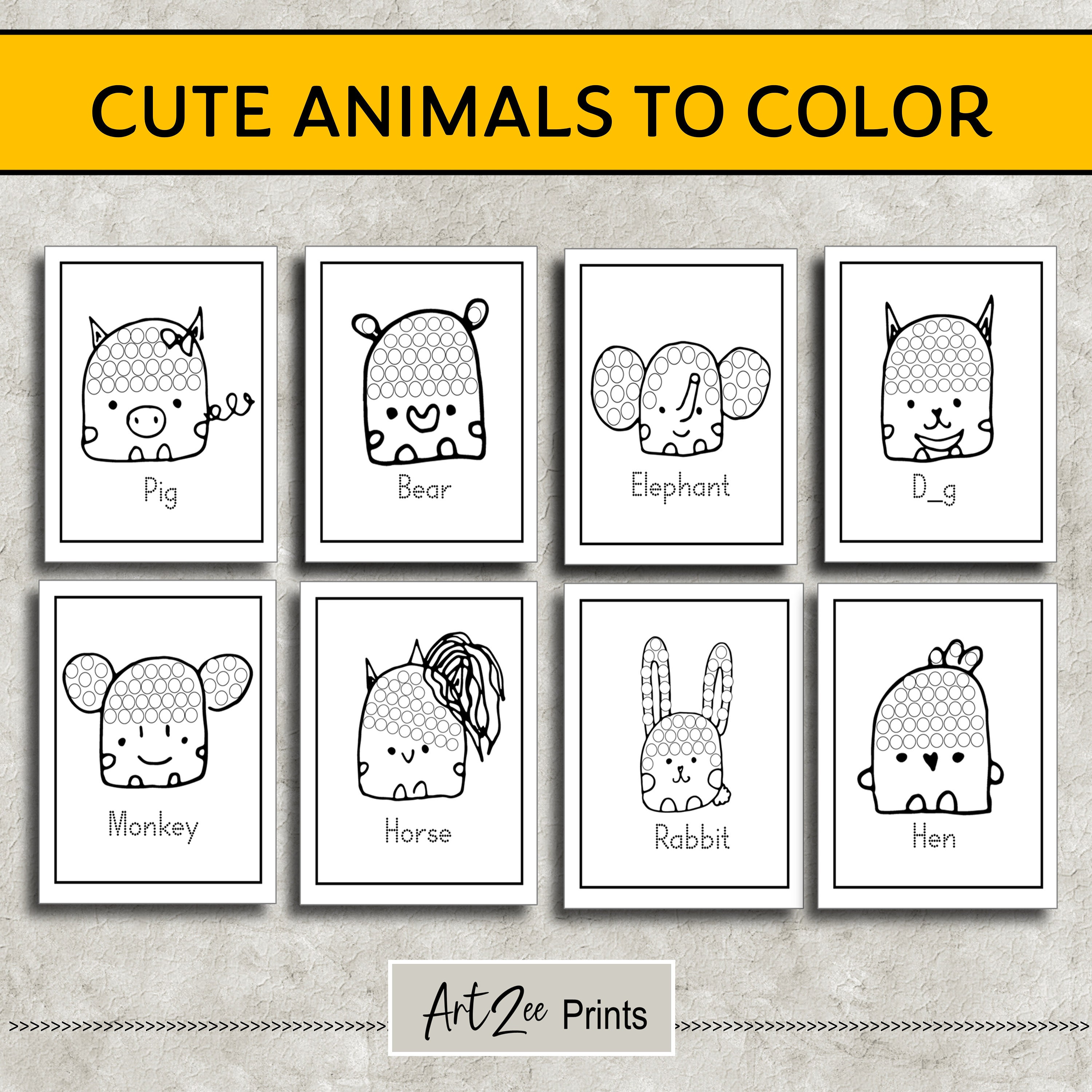 Cute Animals & Shapes Dot Marker Coloring Printable Pages for Toddlers ...