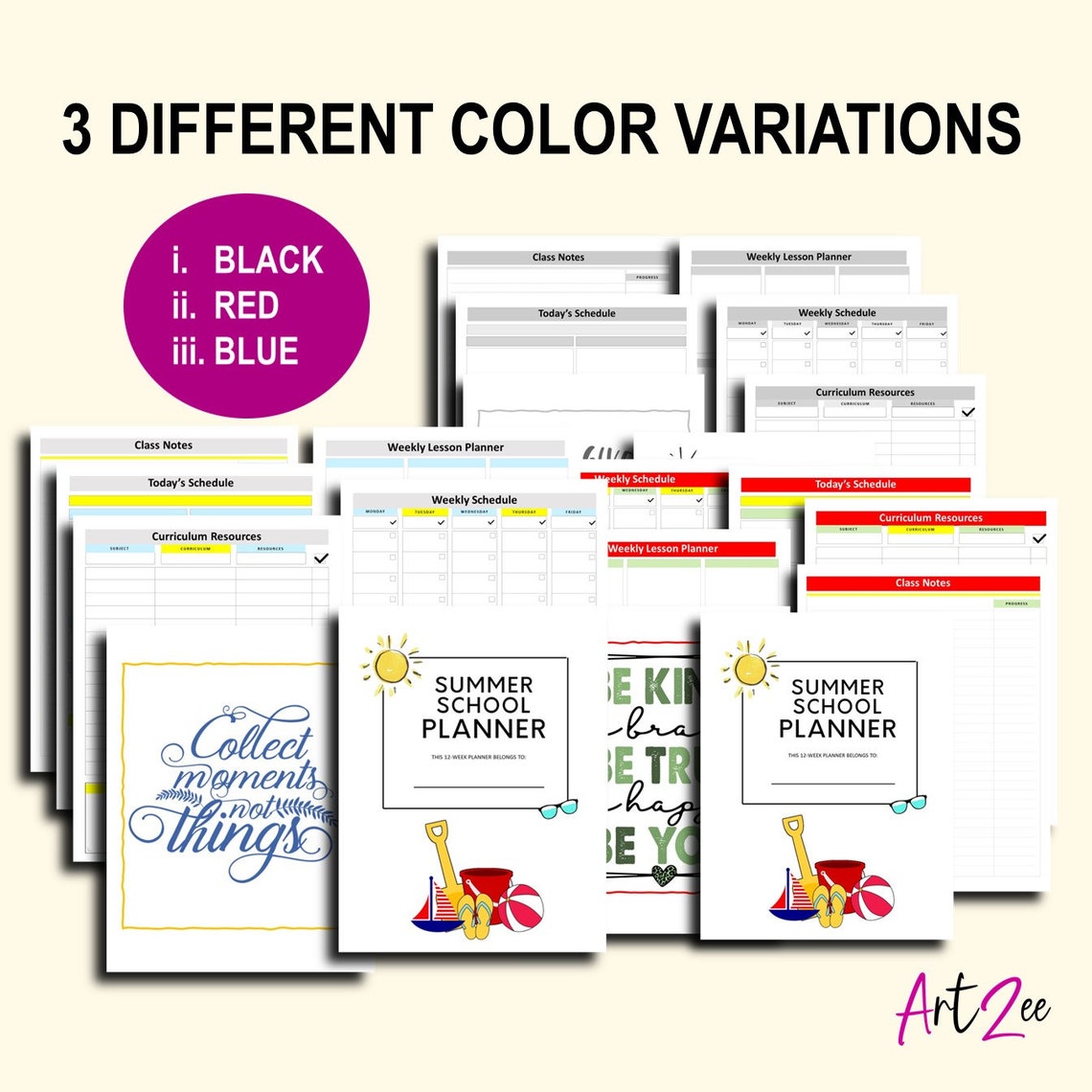 Summer School Planner Printable Undated Calendar Weekly - Etsy