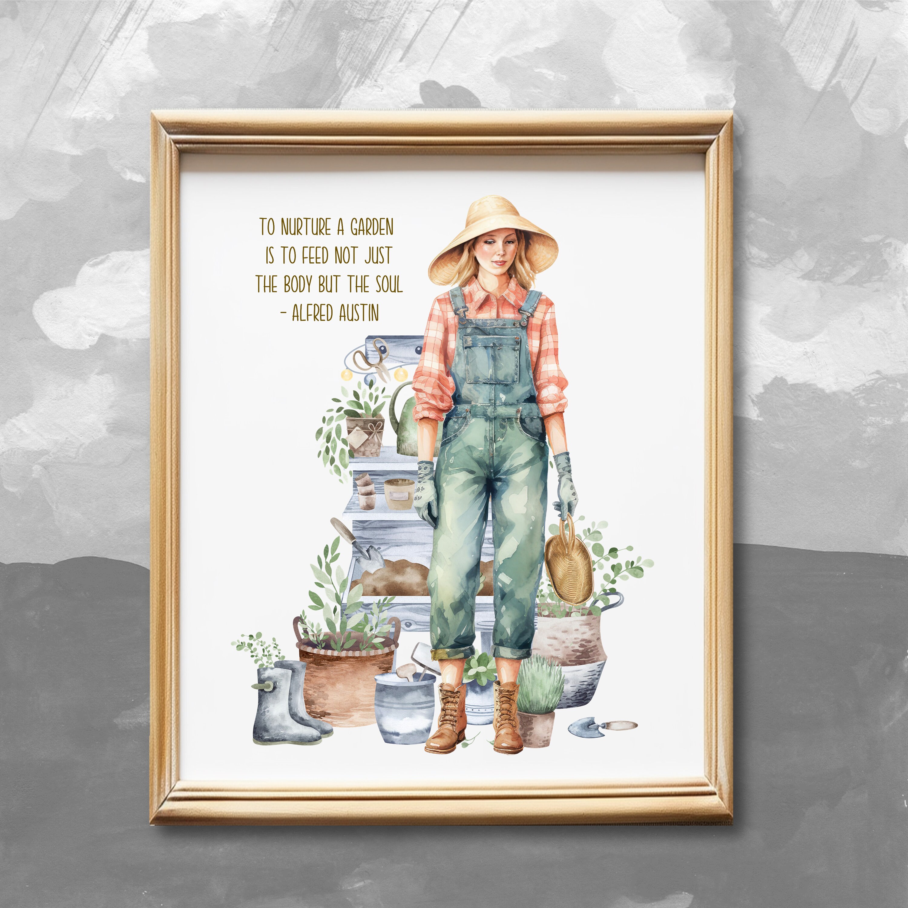 Country Girl Poster Printable Farmhouse Wall Art Plant Lover - Etsy