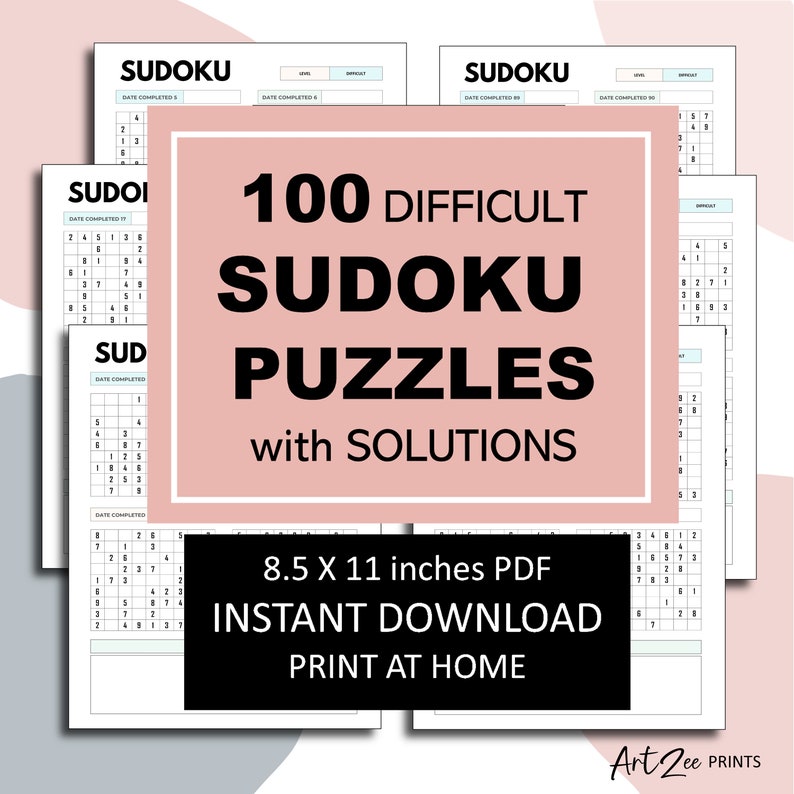 Sudoku Puzzle Book 9x9 Grid Hard Math Puzzle Activities for Adults 8.5 ...