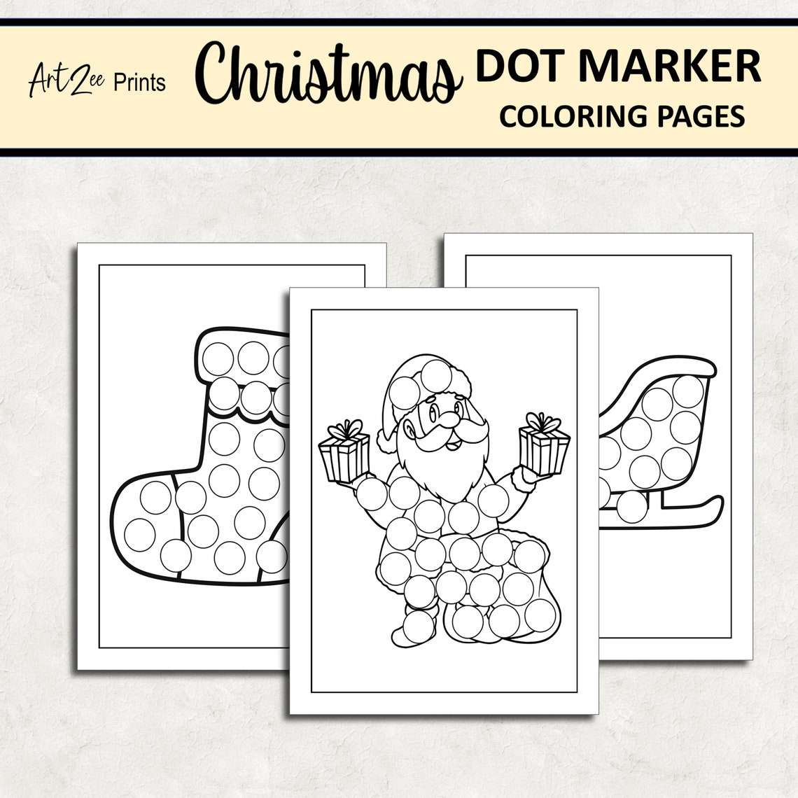 Cute Christmas Dot Marker Coloring Printable Pages for - Etsy