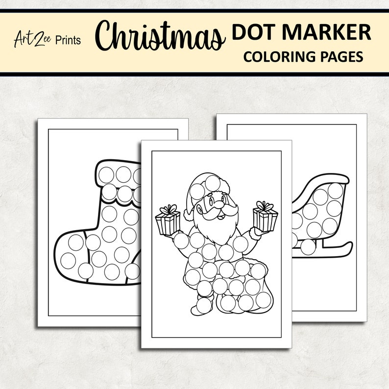 Cute Christmas Dot Marker Coloring Printable Pages for Toddlers ...