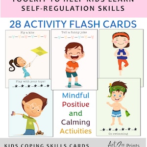 Kids Coping Skills Flashcard Calming Down Mindfulness Cards Anxiety ...