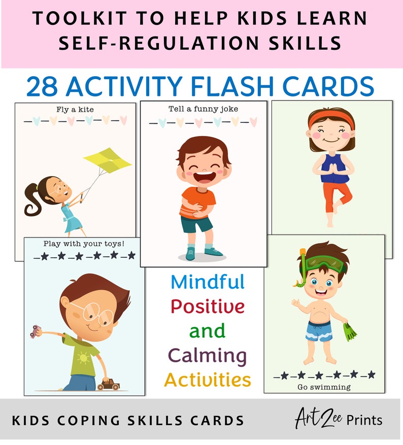Kids Coping Skills Flashcard Calming Down Mindfulness Cards Anxiety ...