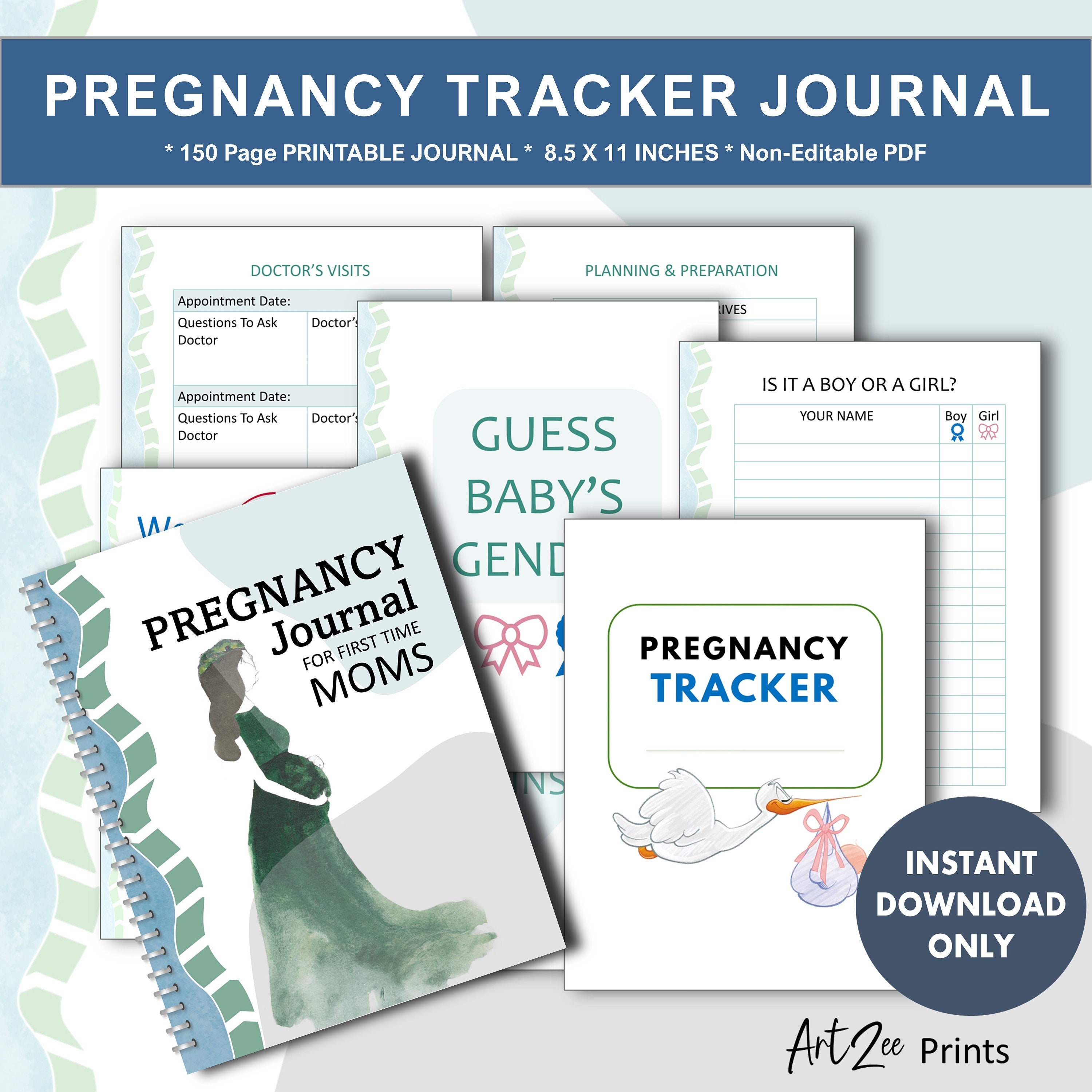 Pregnancy Journal and Memory Book Tracker Countdown Diary Tracker ...