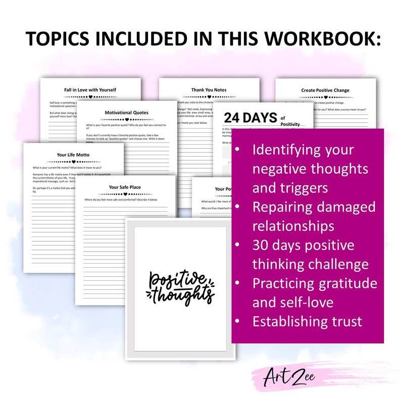 Positive Thinking Workbook Printable With Guided Self-love Prompts and ...