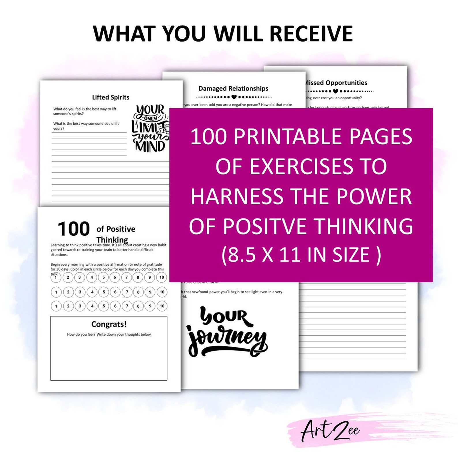 Positive Thinking Workbook Printable With Guided Self-love Prompts and ...