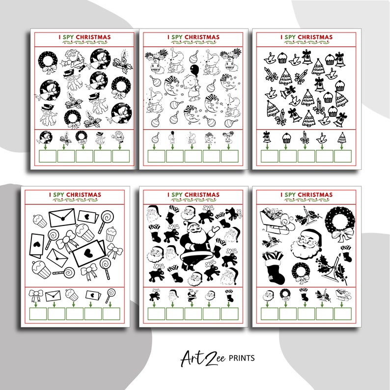 I Spy Christmas Activity Book 20 Printable Kids Counting Game Sheets ...