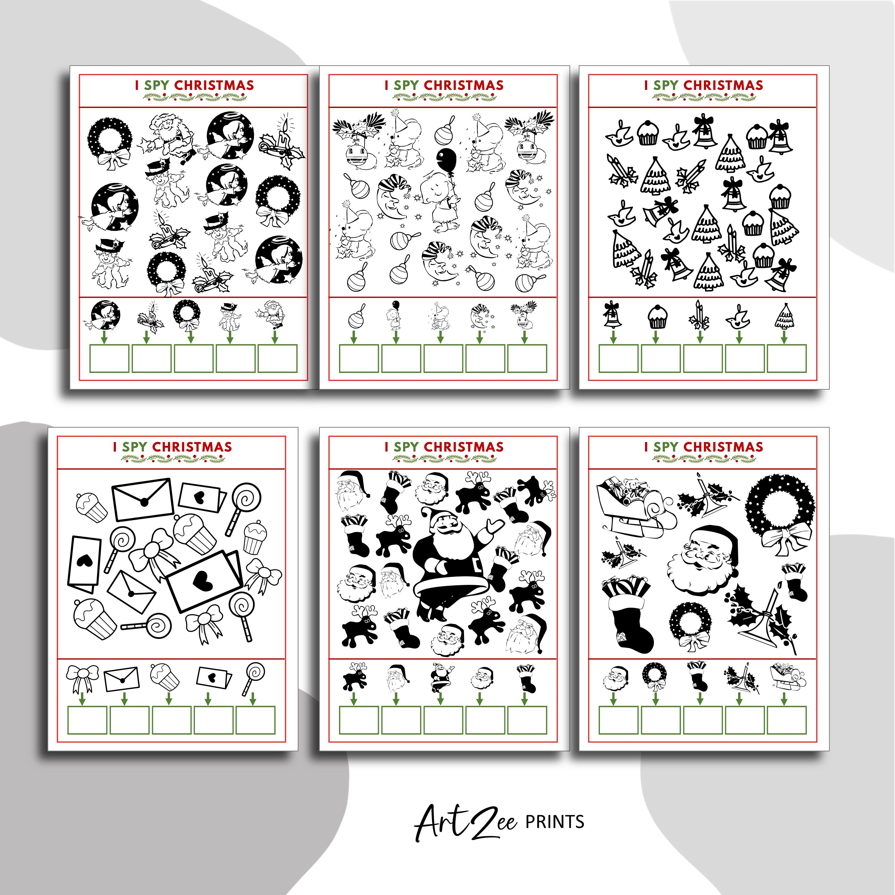 I Spy Christmas Activity Book 20 Printable Kids Counting Game Sheets ...