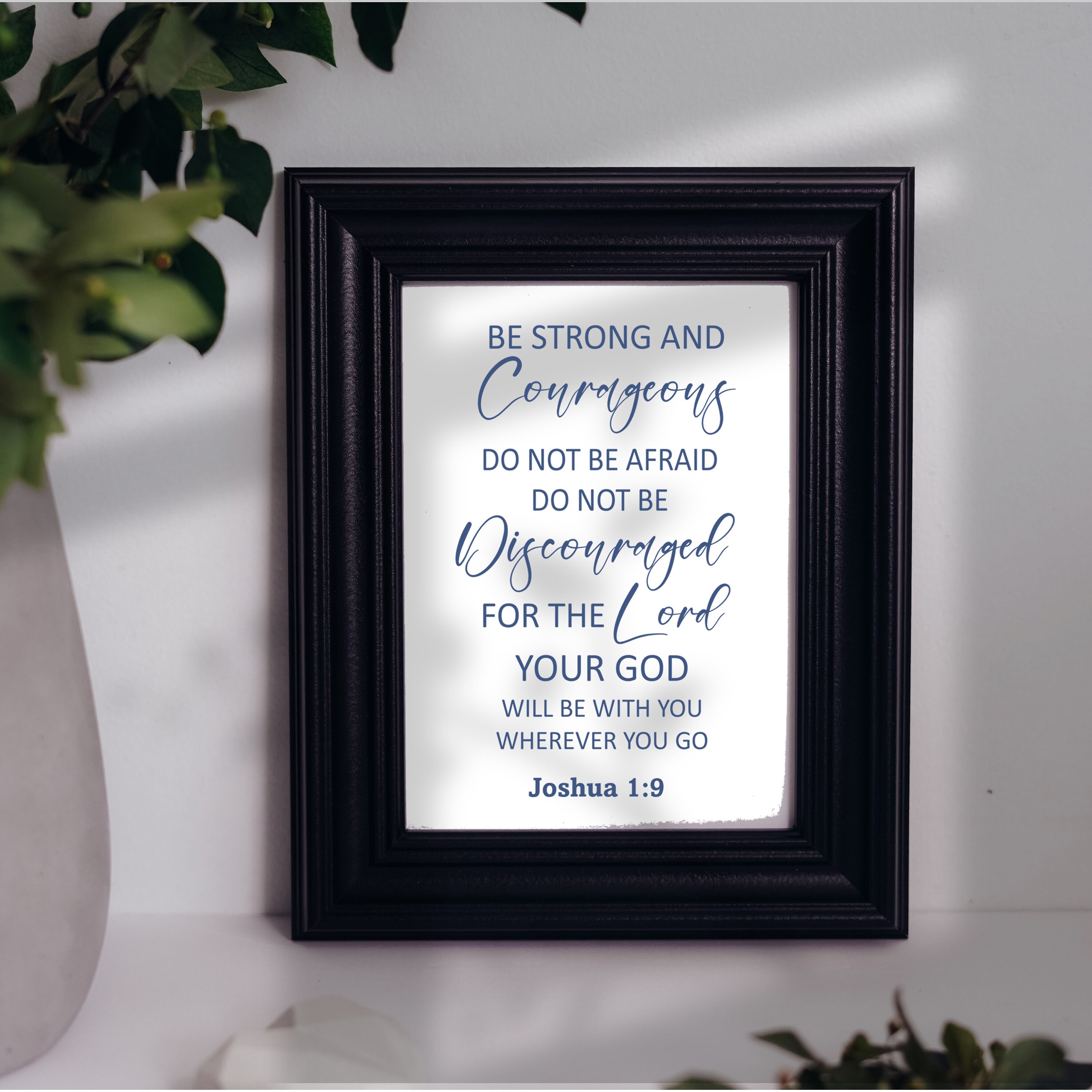 Joshua 1:9 Sign Bible Verse Wall Art Print Retro Christian - Etsy