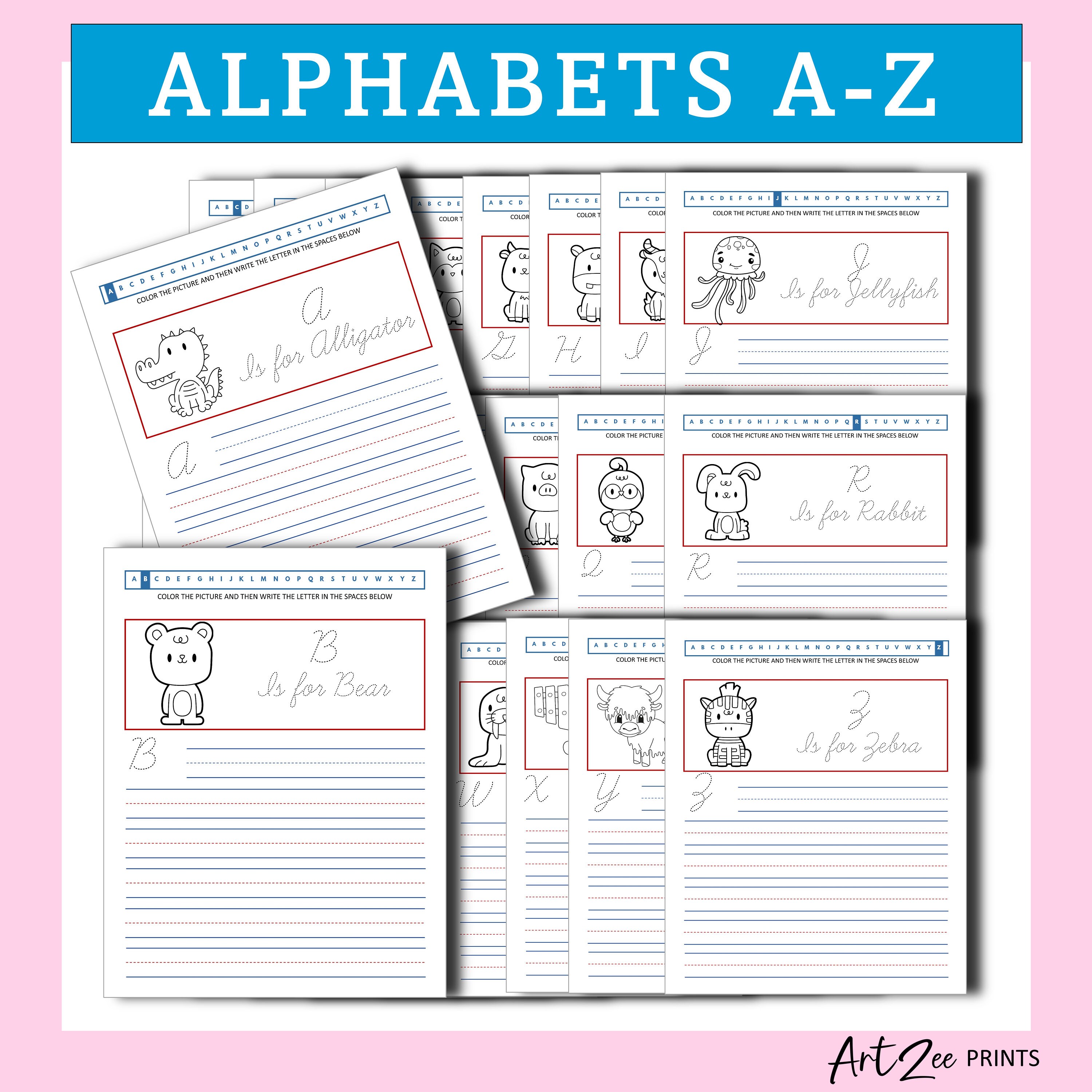 Alphabet and Numbers Handwriting Practice Workbook, Cursive Sentences ...