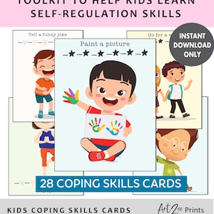 Kids Coping Skills Flashcard Calming Down Mindfulness Cards Anxiety ...