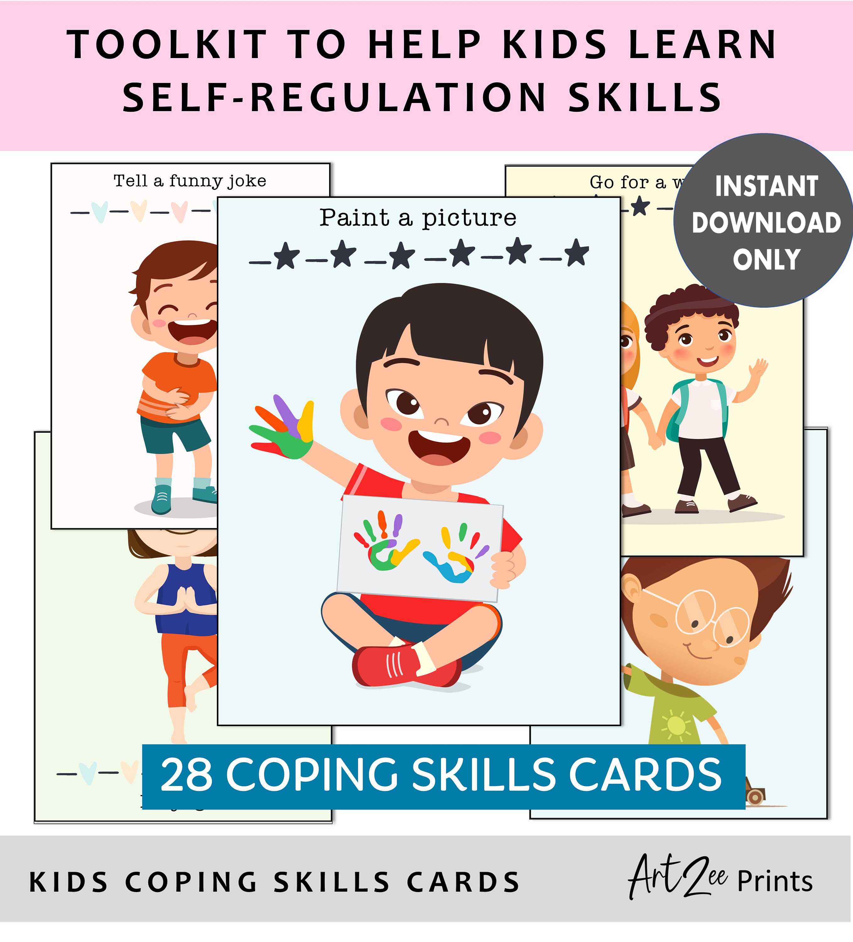 Kids Coping Skills Flashcard Calming Down Mindfulness Cards - Etsy