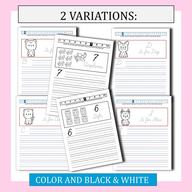Alphabet and Numbers Handwriting Practice Workbook, Cursive Sentences ...