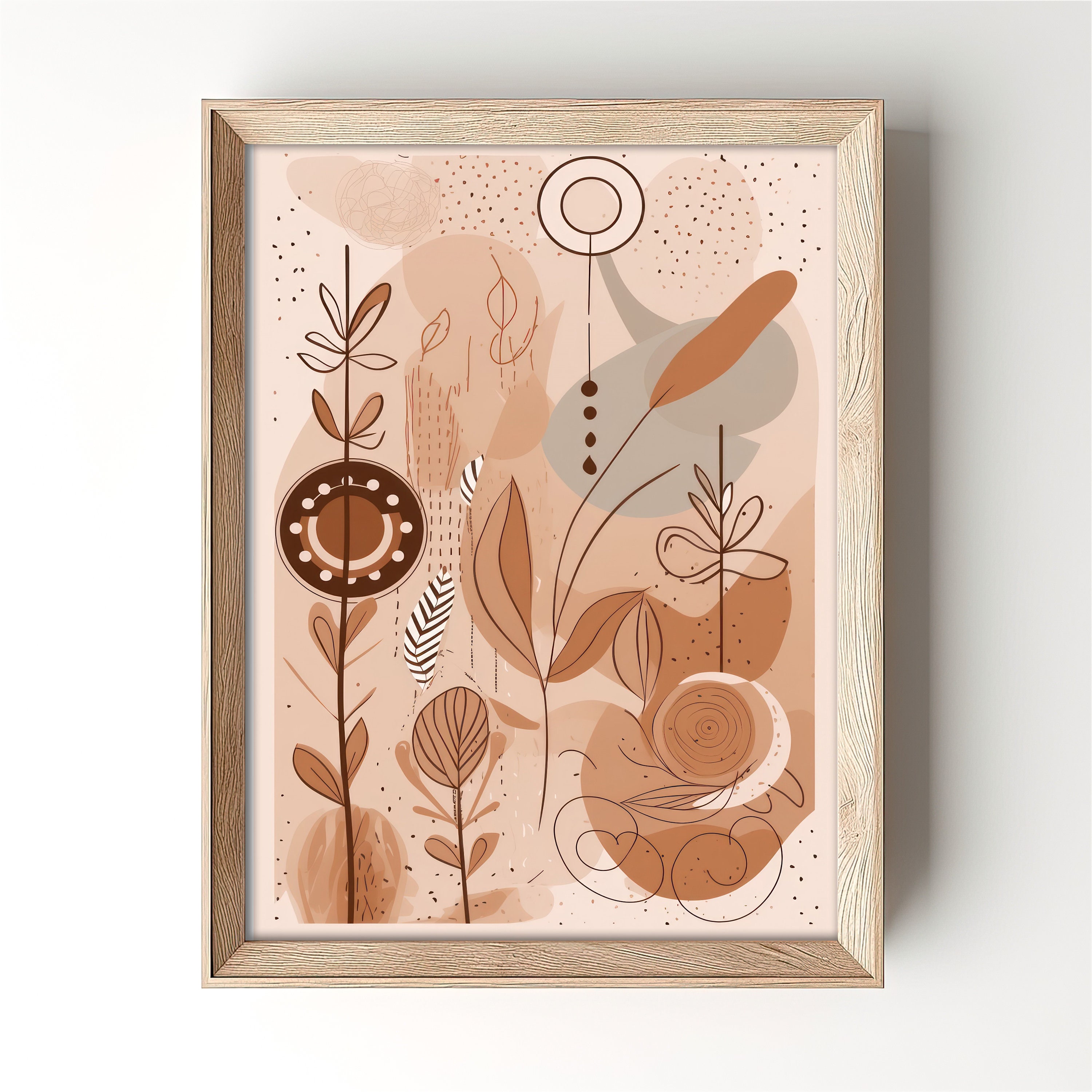 Neutral Beige Boho Wall Art Printable, Digital Download, Living Room ...