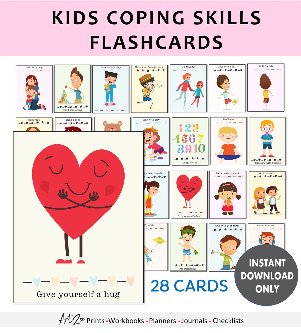 Kids Coping Skills Flashcard Calming Down Mindfulness Cards - Etsy