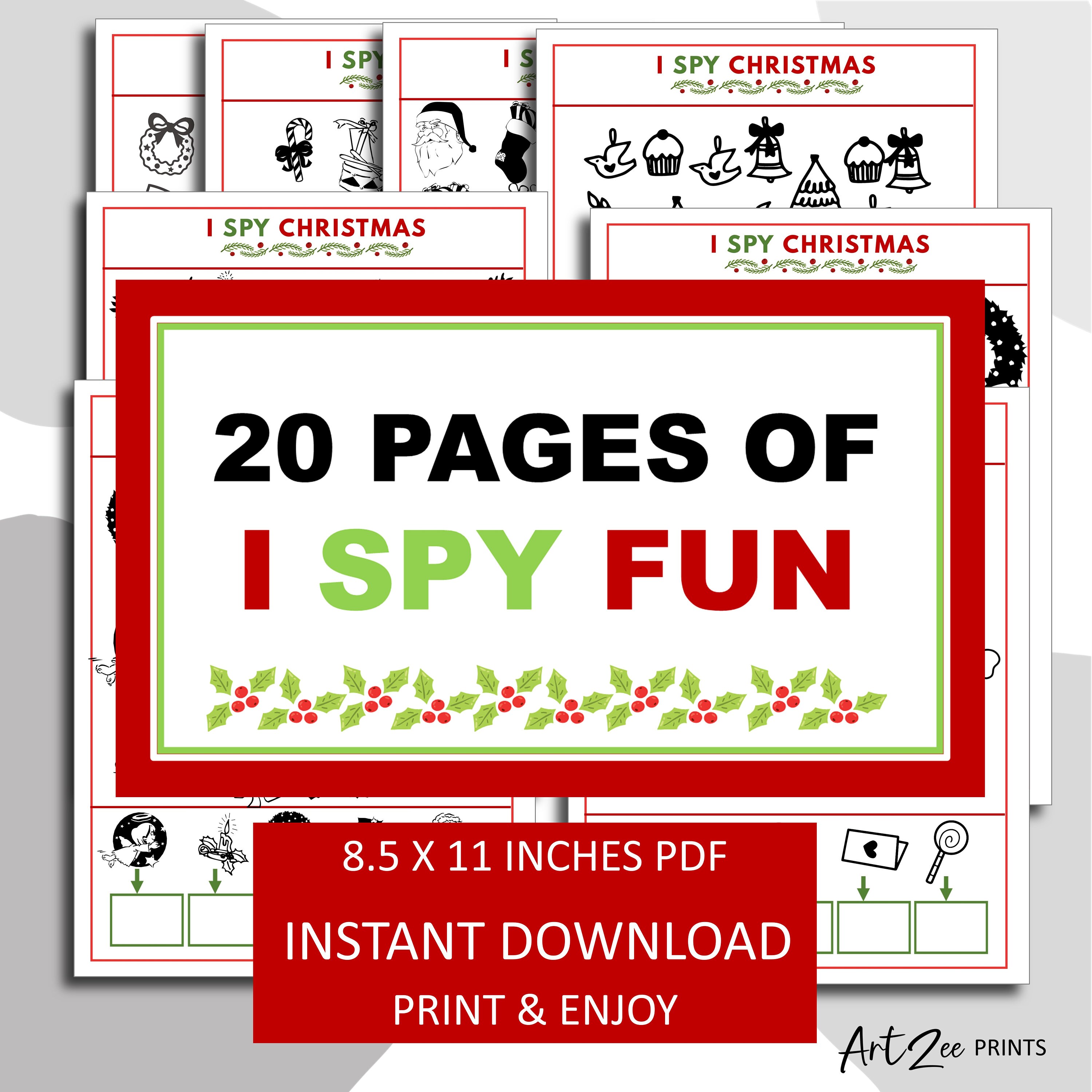 I Spy Christmas Activity Book 20 Printable Kids Counting Game Sheets ...