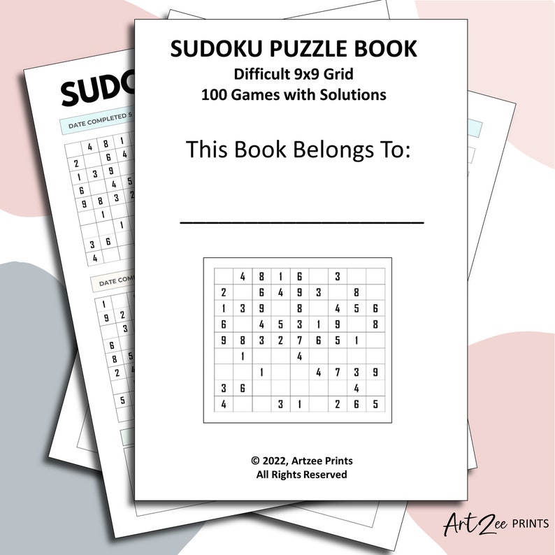 Sudoku Puzzle Book 9x9 Grid Hard Math Puzzle Activities for Adults 8.5 ...