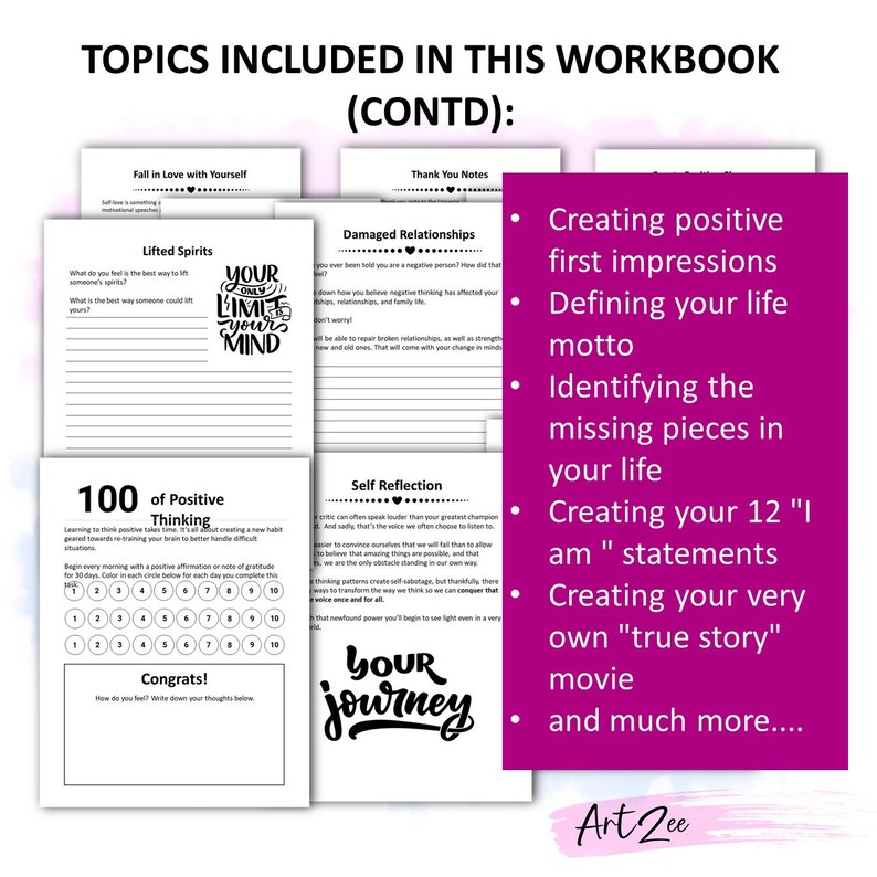 Positive Thinking Workbook Printable With Guided Self-love Prompts and ...