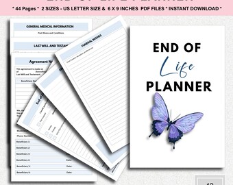 End of Life Planner Printable, Final Wishes, Last Will, Funeral Planner ...