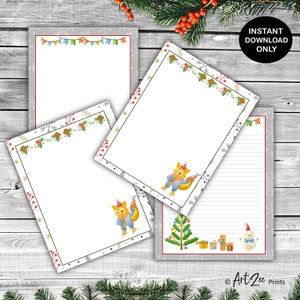 CHRISTMAS Printable Stationery | Bundle of 12 Lined and Unlined Writing ...