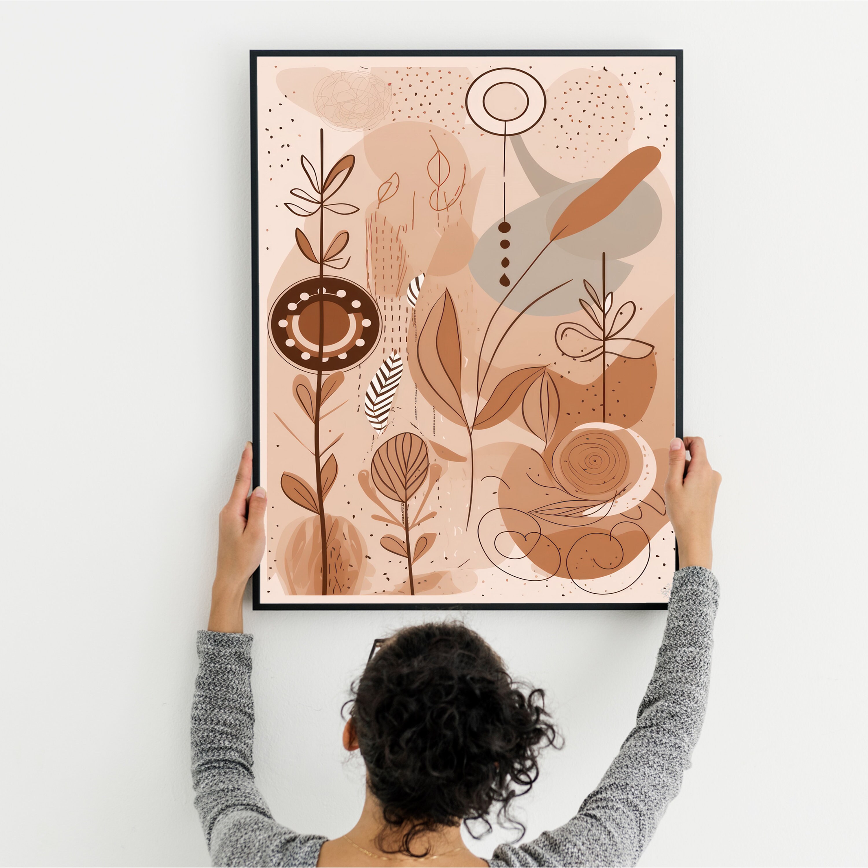 Neutral Beige Boho Wall Art Printable, Digital Download, Living Room ...