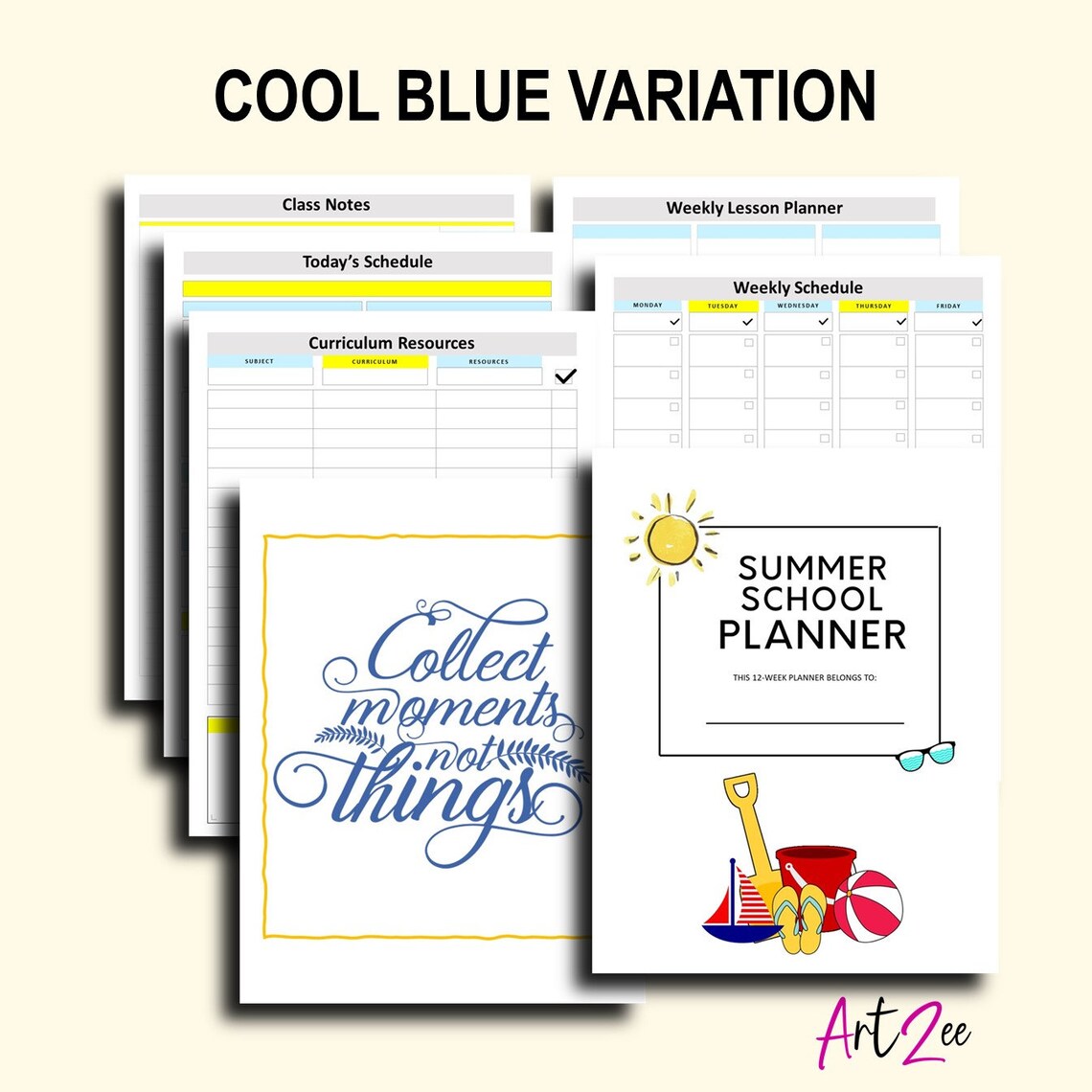 Summer School Planner Printable Undated Calendar Weekly - Etsy