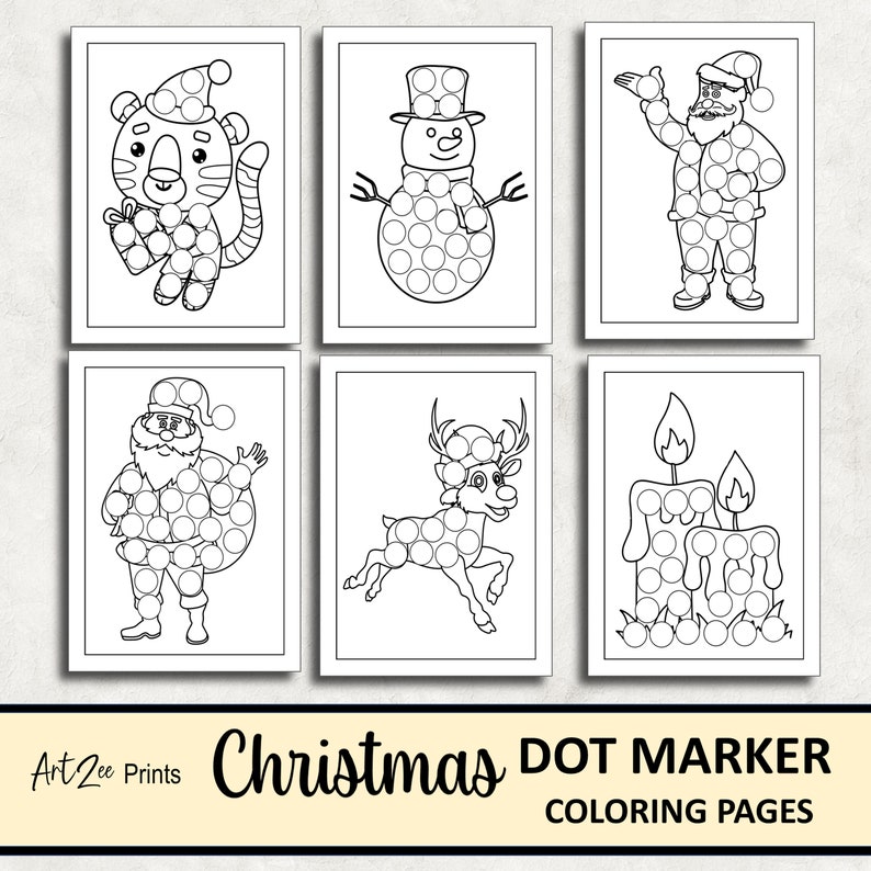 Cute Christmas Dot Marker Coloring Printable Pages for - Etsy