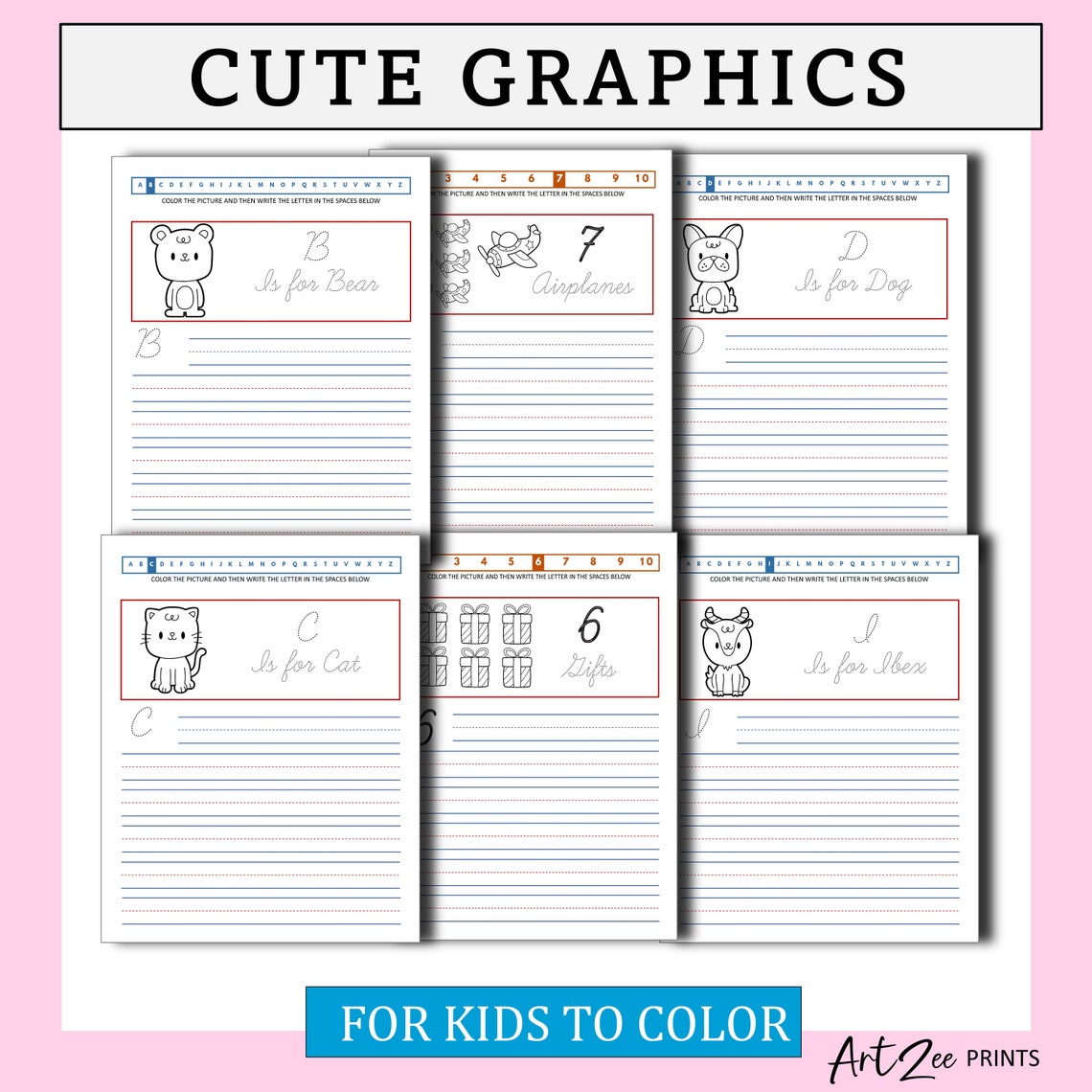 Alphabet and Numbers Handwriting Practice Workbook, Cursive Sentences ...